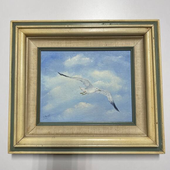j. vaught | Art | Original Vintage Signed J Vaught Flying Seagull Oil ...